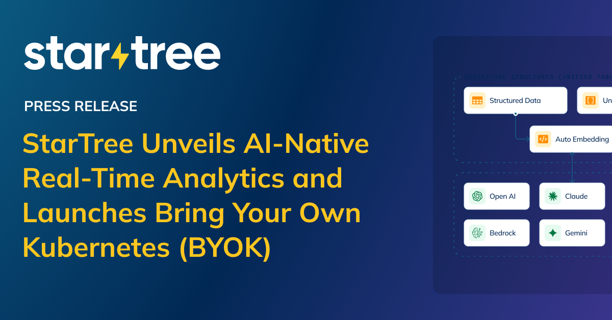 StarTree Unveils AI-Native Real-Time Analytics and Launches Bring Your ...